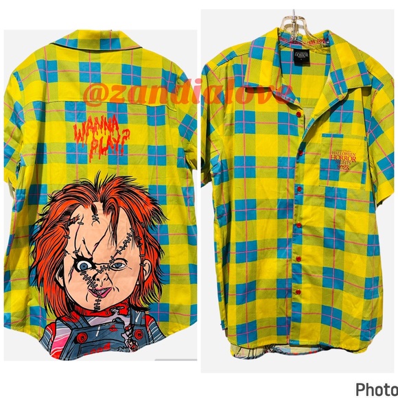 Universal | Shirts | New 223 Halloween Horror Nights Chucky Mens Woven ...